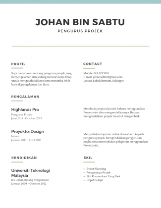 Contoh Template Resume Simple Untuk Rujukan Anda. Biar Ringkas Tapi Padat