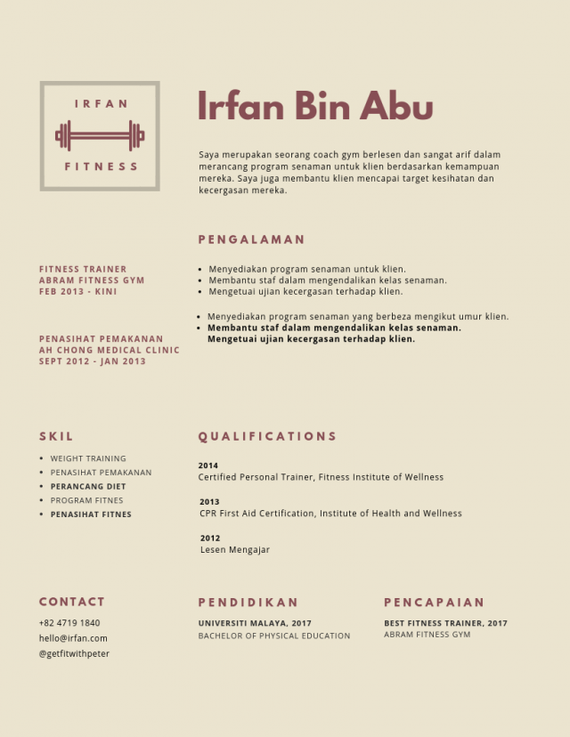 Contoh Template Resume Simple Untuk Rujukan Anda. Biar Ringkas Tapi Padat