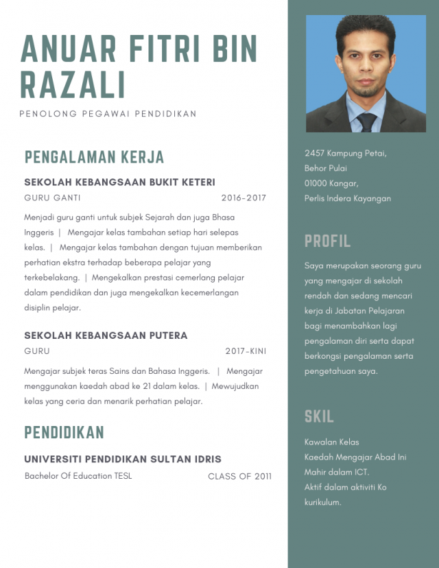Contoh Template Resume Akademik (Academic Resume Template)