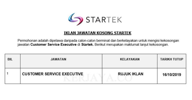 Startek ~ Customer Service Executive – KERJAYA