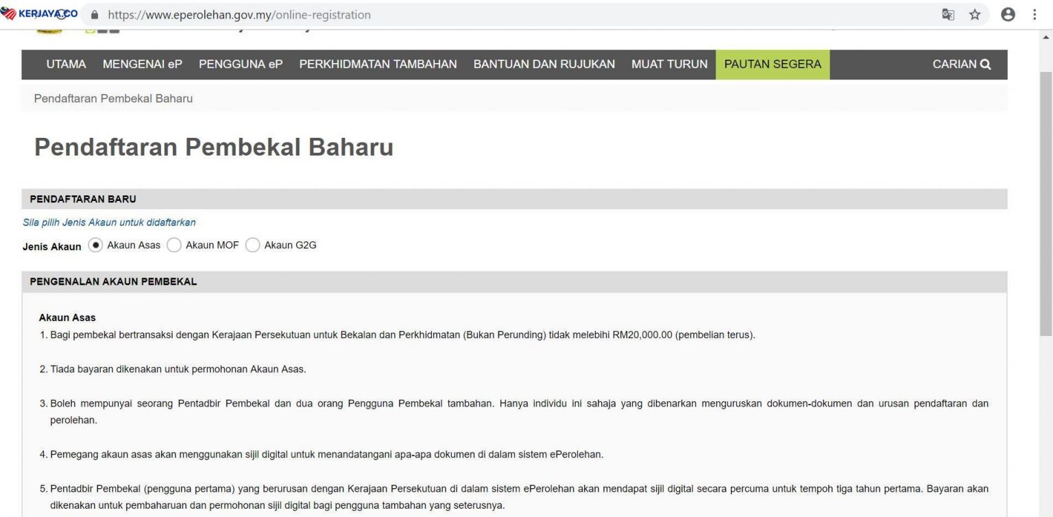 Bagaimana Mendaftar ePerolehan Sebagai Pembekal? Ikuti Cara Ini