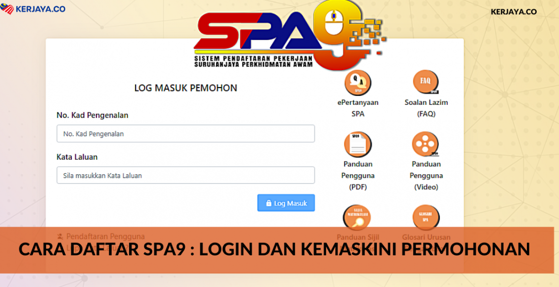 Cara Daftar SPA9 : Login Dan Kemaskini Permohonan