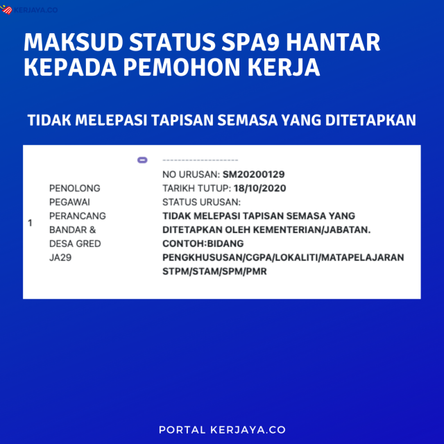 Maksud-maksud Status Permohonan SPA9 Yang Calon Perlu Tahu