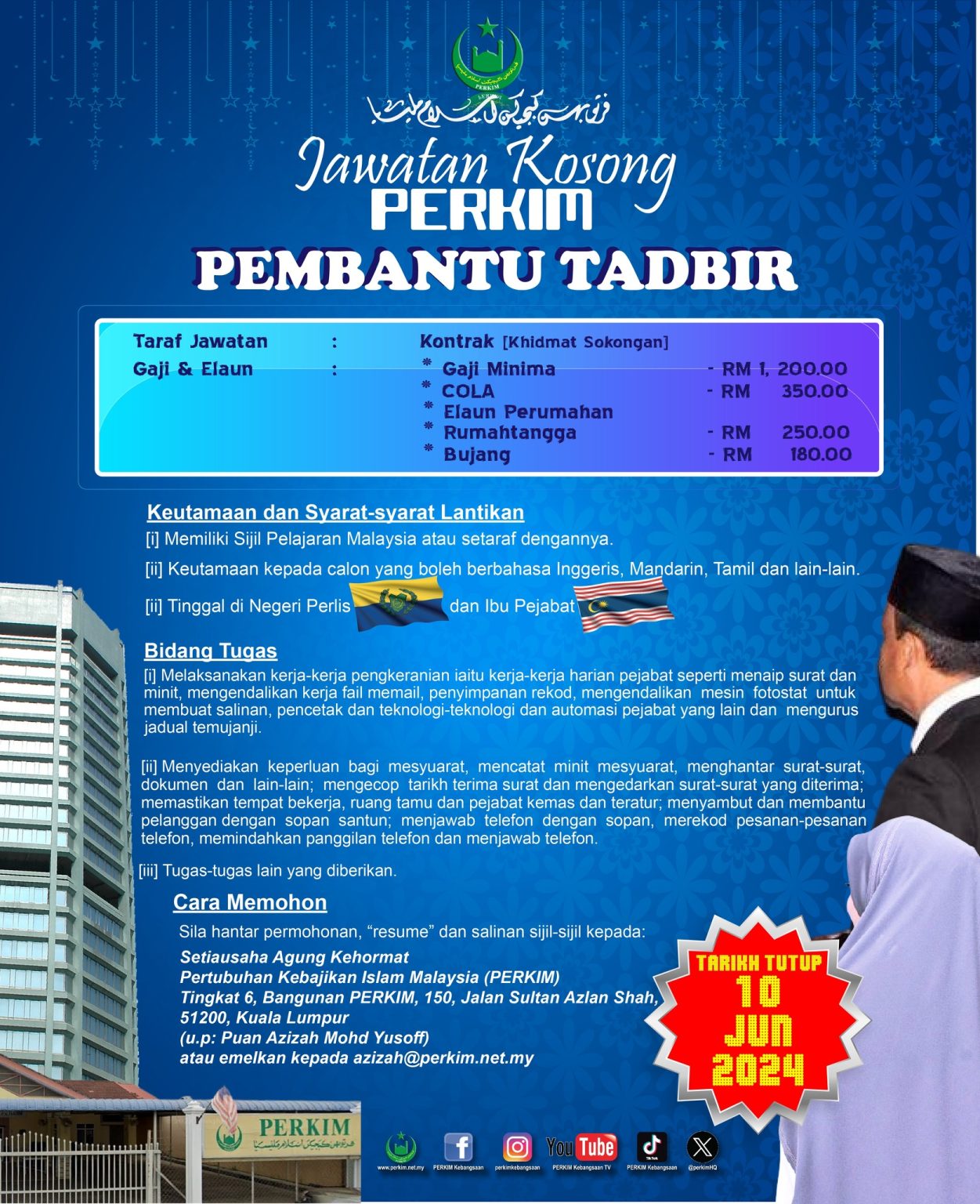 Iklan Jawatan Pertubuhan Kebajikan Islam Malaysia (PERKIM) • Kerja Kosong Kerajaan & Swasta