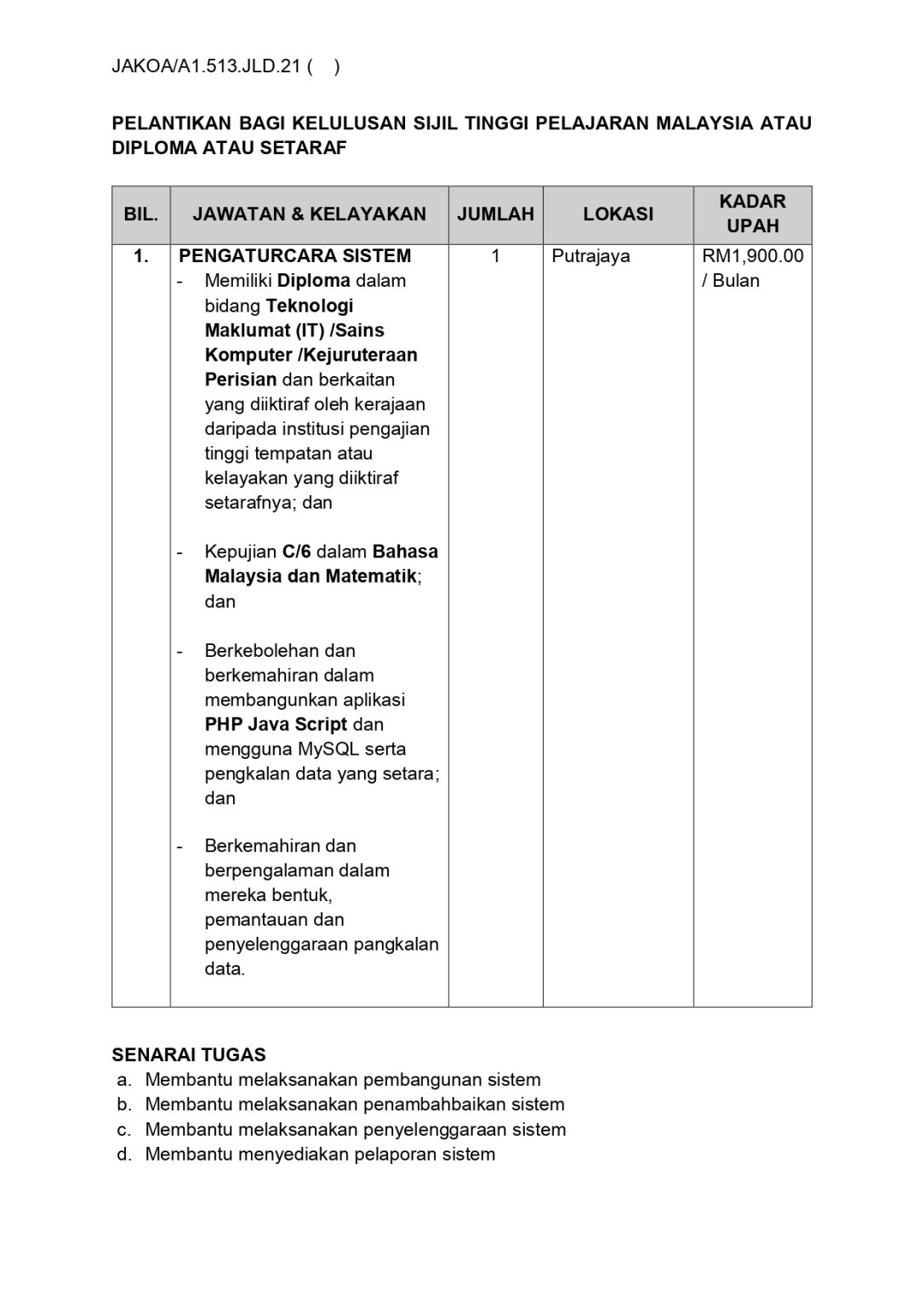 Iklan Jawatan Jabatan Kemajuan Orang Asli (JAKOA) • Kerja Kosong ...