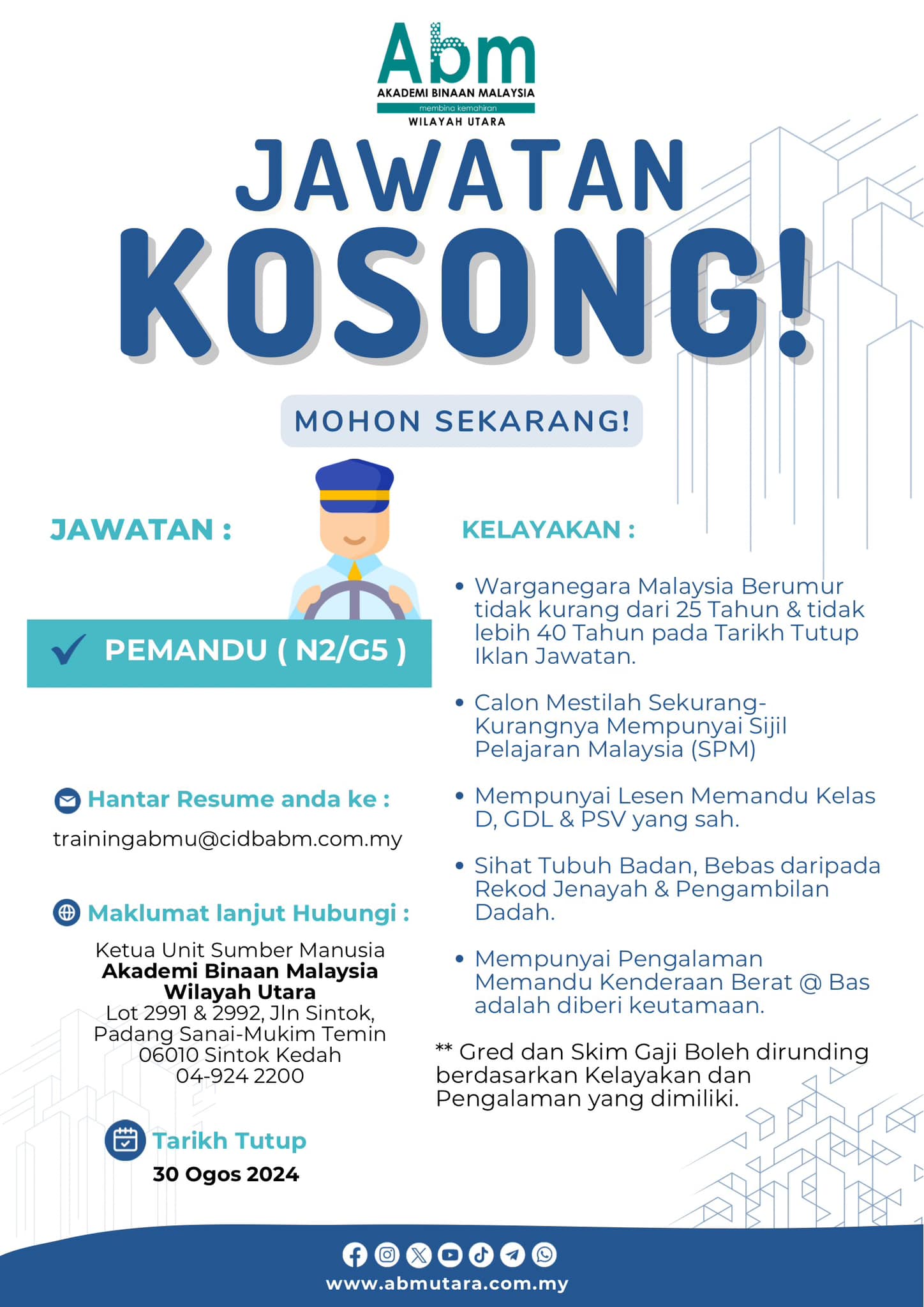 Iklan Jawatan Akademi Binaan Malaysia • Kerja Kosong Kerajaan & Swasta