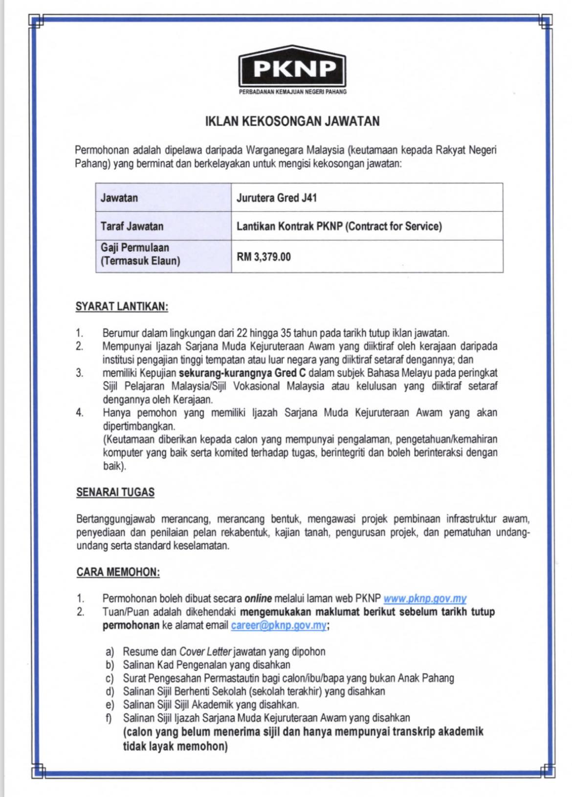 Iklan Jawatan Perbadanan Kemajuan Negeri Pahang (PKNP) • Kerja Kosong ...