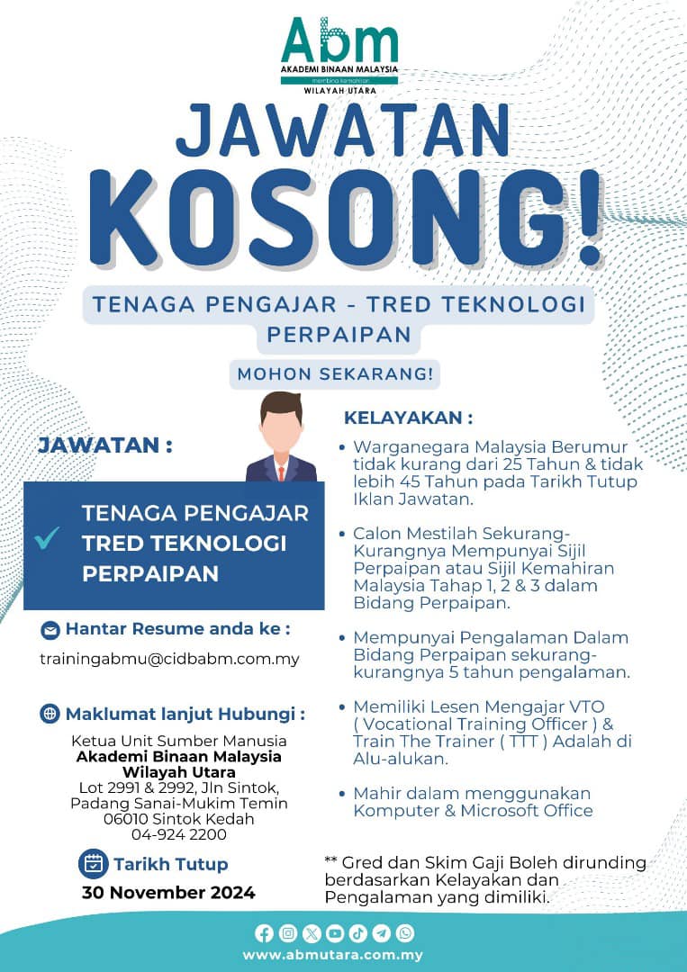 Iklan Jawatan Akademi Binaan Malaysia (ABM) • Kerja Kosong Kerajaan ...