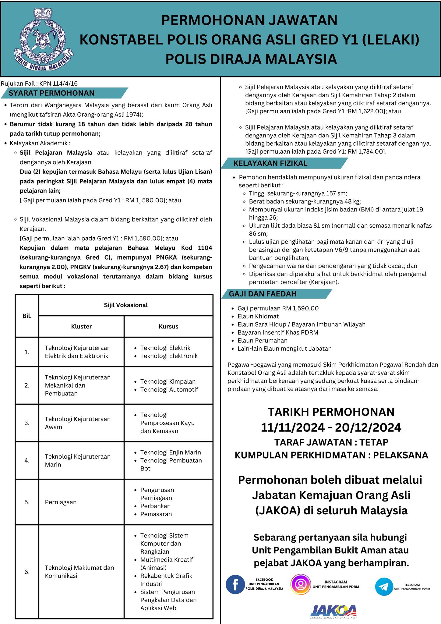 Iklan Jawatan Jabatan Kemajuan Orang Asli (JAKOA) ~ Permohonan Jawatan ...