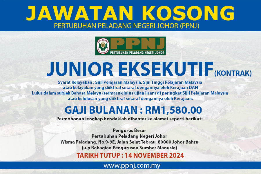 Iklan Jawatan Pertubuhan Peladang Negeri Johor (PPNJ) • Kerja Kosong ...