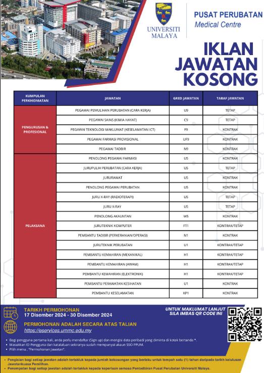 Iklan Jawatan Pusat Perubatan Universiti Malaya (PPUM) • Kerja Kosong ...