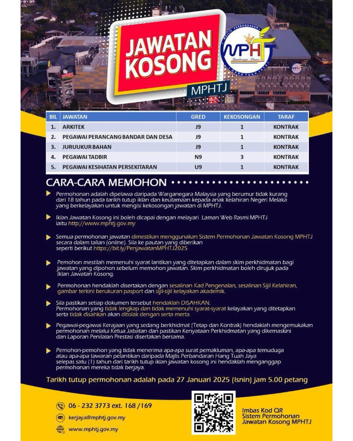 Iklan Jawatan Majlis Perbandaran Hang Tuah Jaya (MPHTJ) • Kerja Kosong ...