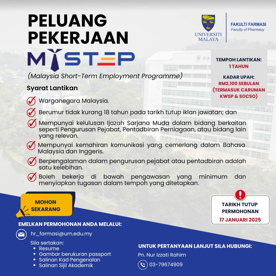 Iklan Jawatan Fakulti Farmasi, Universiti Malaya (UM) • Kerja Kosong ... Iklan Jawatan Fakulti Farmasi, Universiti Malaya (UM) • Kerja Kosong ...