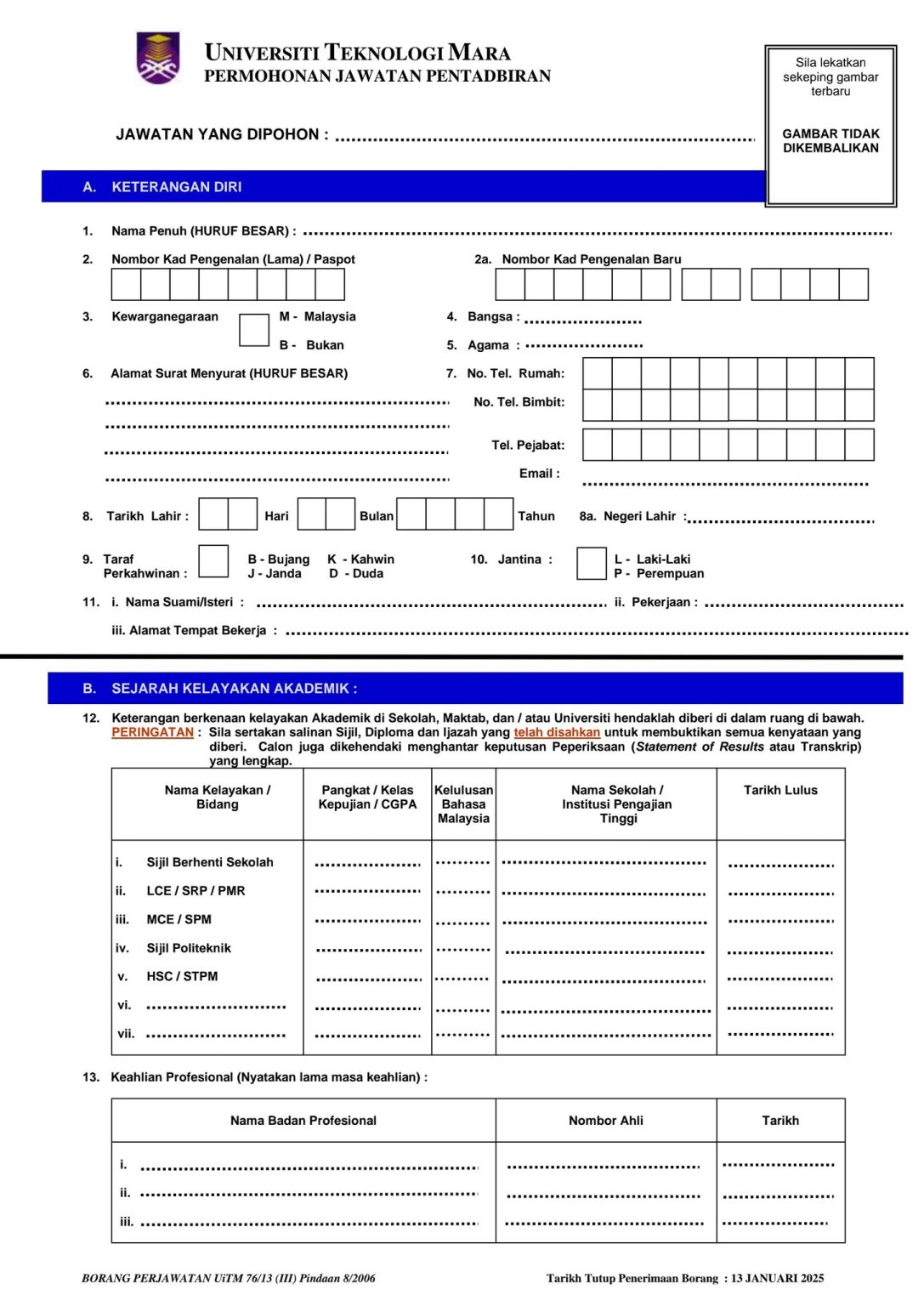 Iklan Jawatan Universiti Teknologi MARA (UiTM) Perak • Kerja Kosong ...
