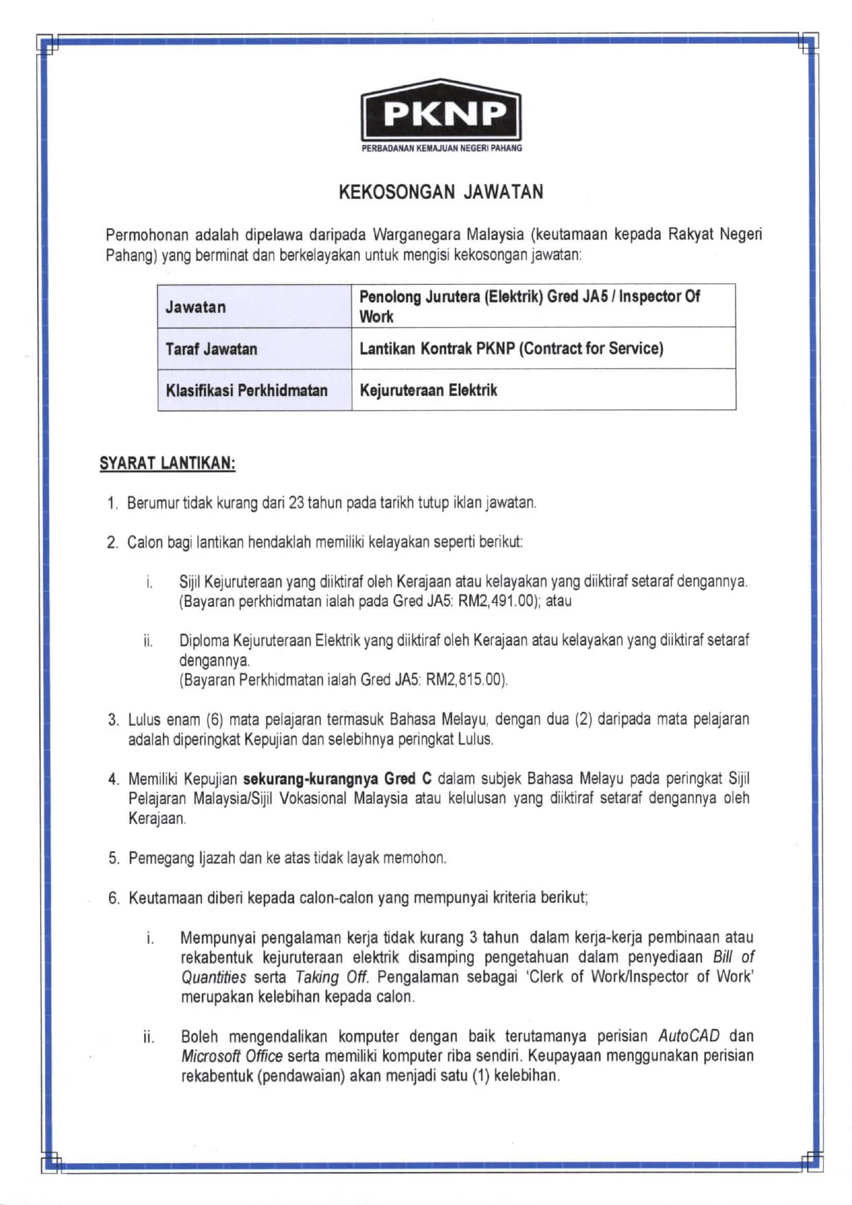 Iklan Jawatan Perbadanan Kemajuan Negeri Pahang (PKNP) • Kerja Kosong ...