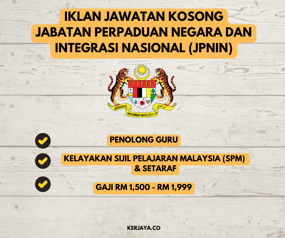 Iklan Jawatan Jabatan Perpaduan Negara Dan Integrasi Nasional (JPNIN ...