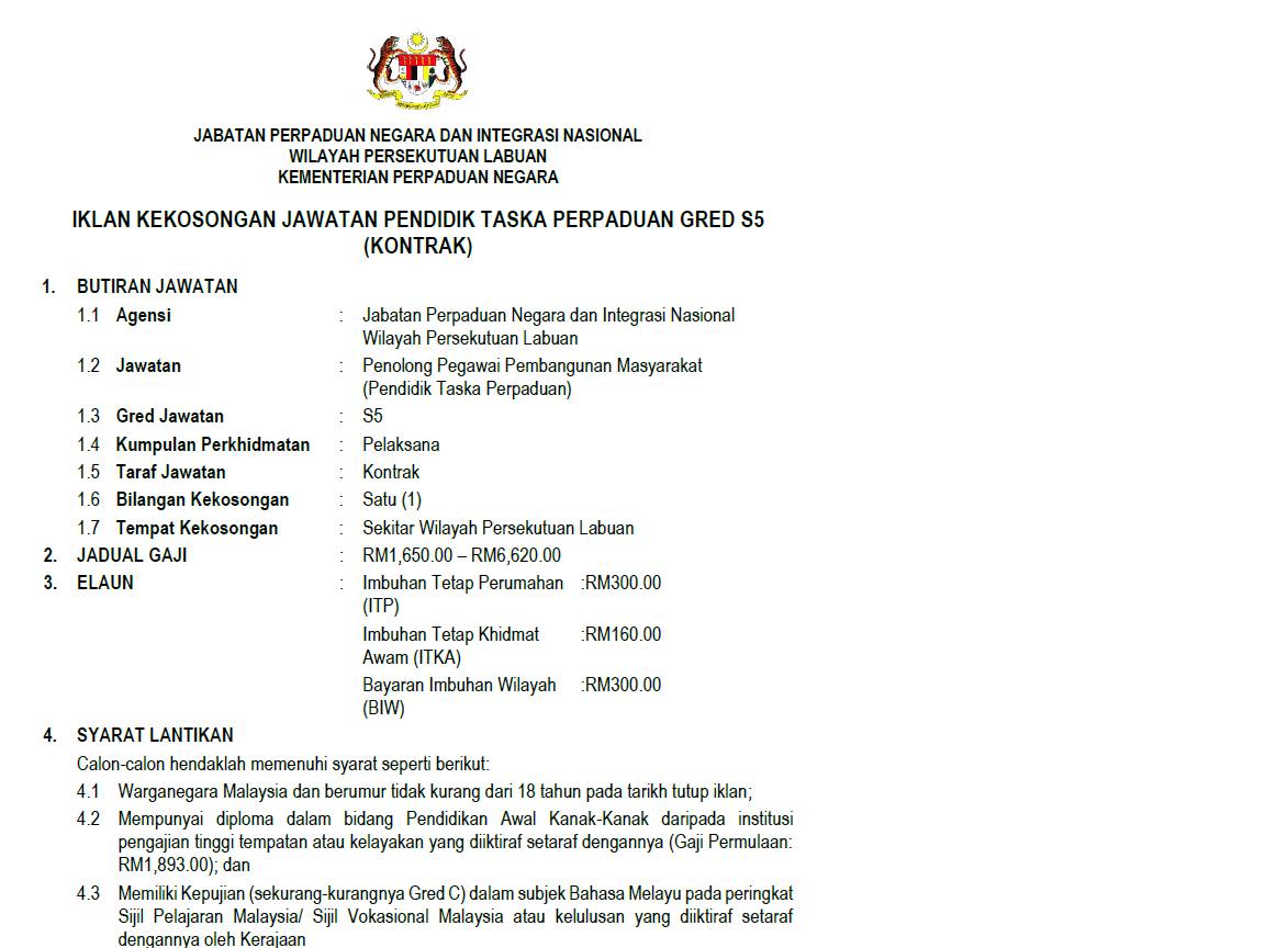 Iklan Jawatan Jabatan Perpaduan Negara & Integrasi Nasional (JPNIN ...