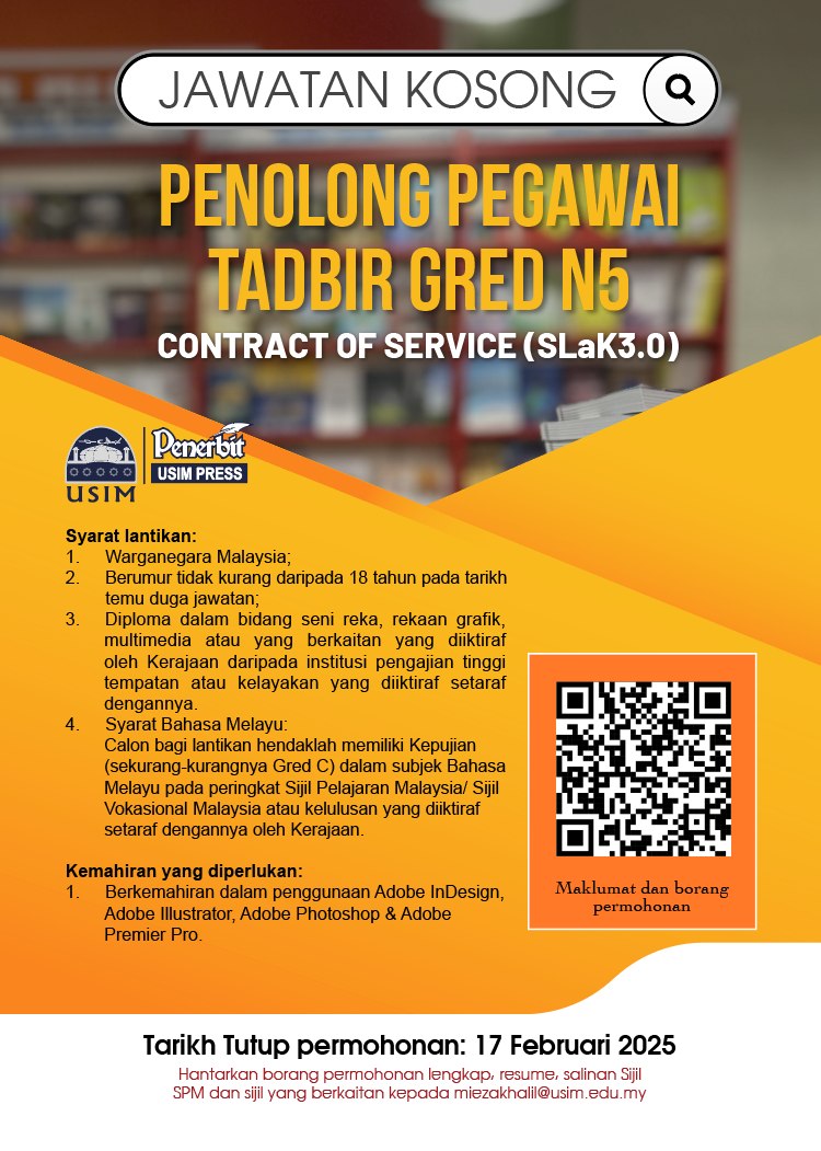 Iklan Jawatan Penerbit USIM • Kerja Kosong Kerajaan & Swasta