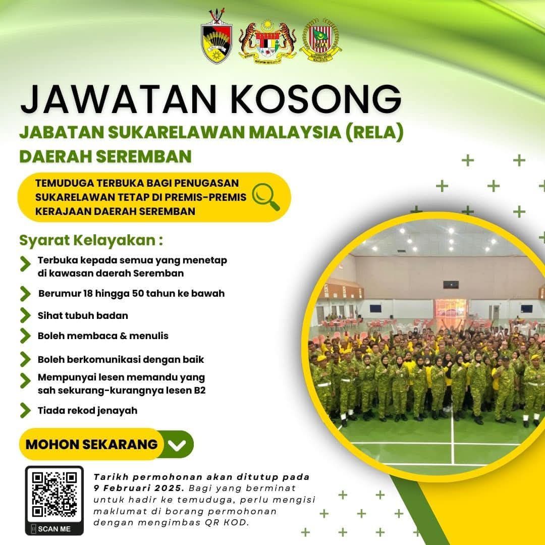 Iklan Jawatan Jabatan Sukarelawan Malaysia (RELA) • Kerja Kosong ...