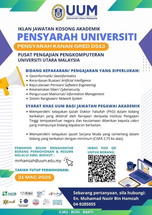 Iklan Jawatan Universiti Utara Malaysia (UUM) • Kerja Kosong Kerajaan & Swasta