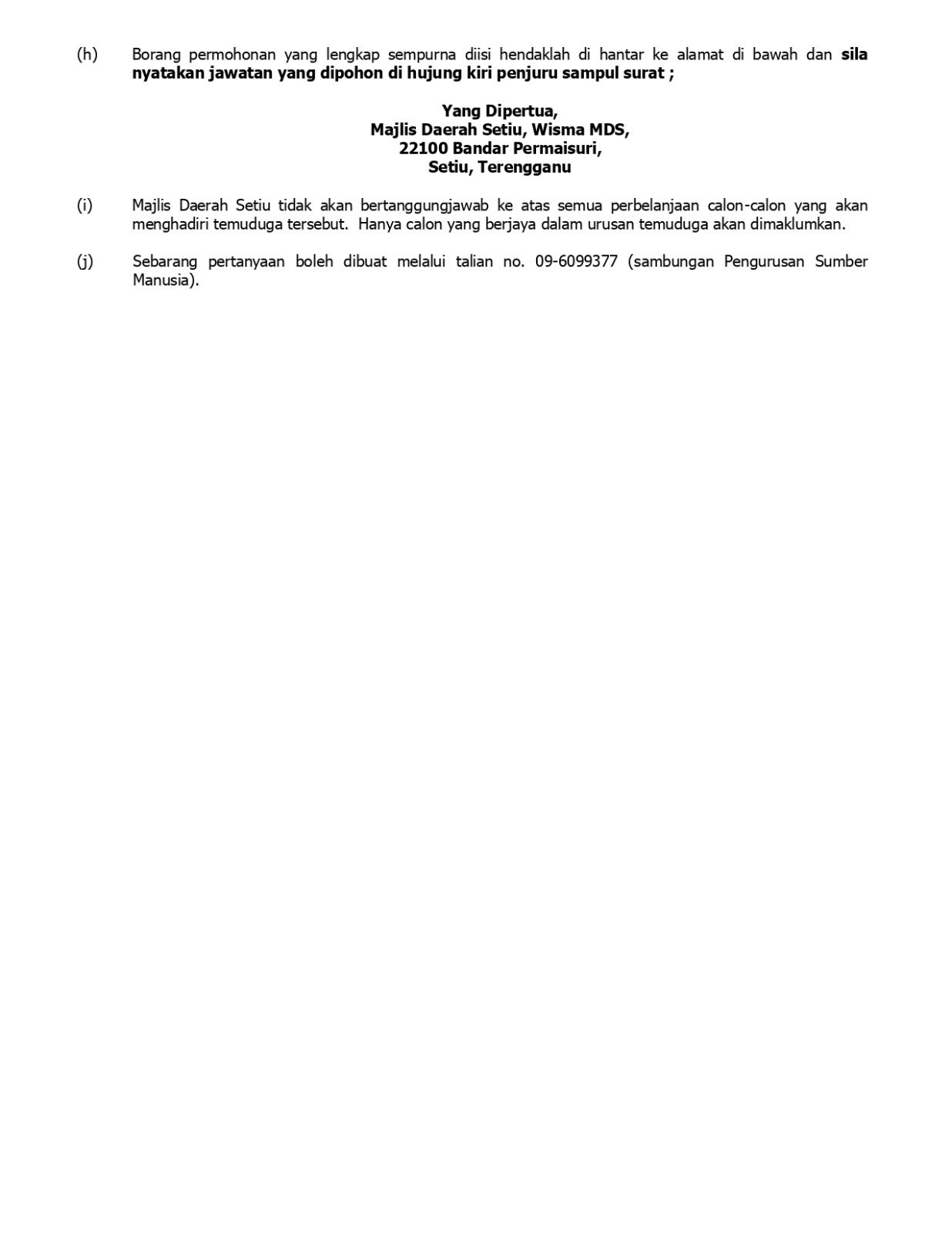 Iklan Jawatan Majlis Daerah Setiu • Kerja Kosong Kerajaan & Swasta