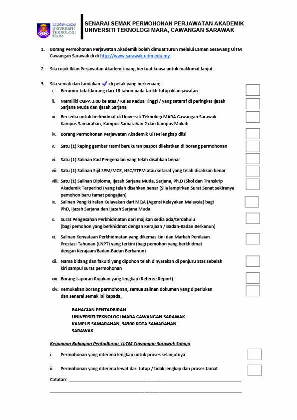 Iklan Jawatan Universiti Teknologi Mara (UiTM) Cawangan Sarawak • Kerja ...