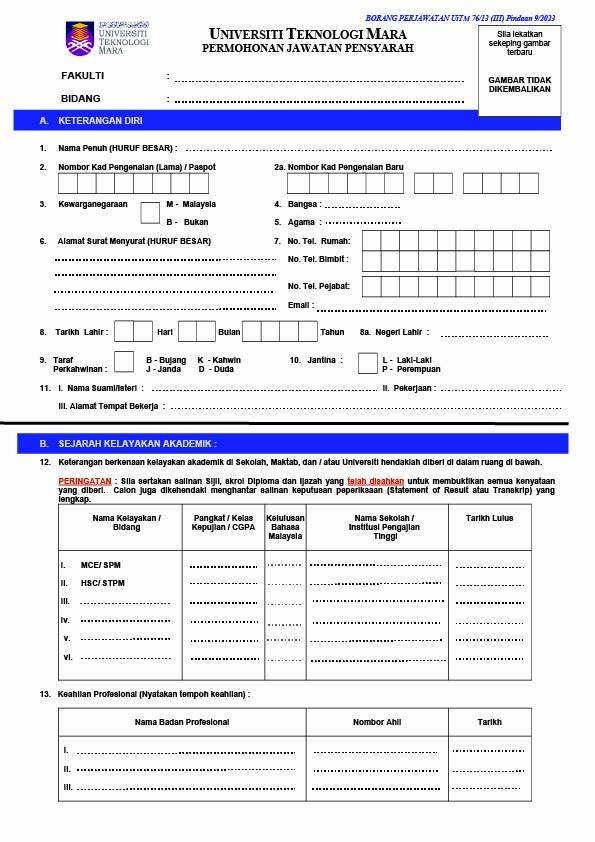 Iklan Jawatan Universiti Teknologi Mara (UiTM) Cawangan Sarawak • Kerja ...