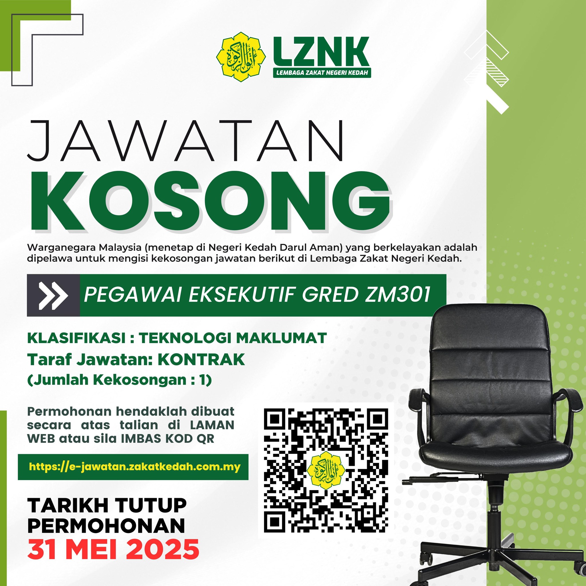 Iklan Jawatan Lembaga Zakat Negeri Kedah (LZNK) • Kerja Kosong Kerajaan ...