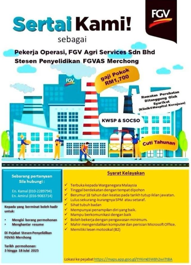 Iklan Jawatan FGV Agri Services Sdn Bhd • Kerja Kosong Kerajaan & Swasta