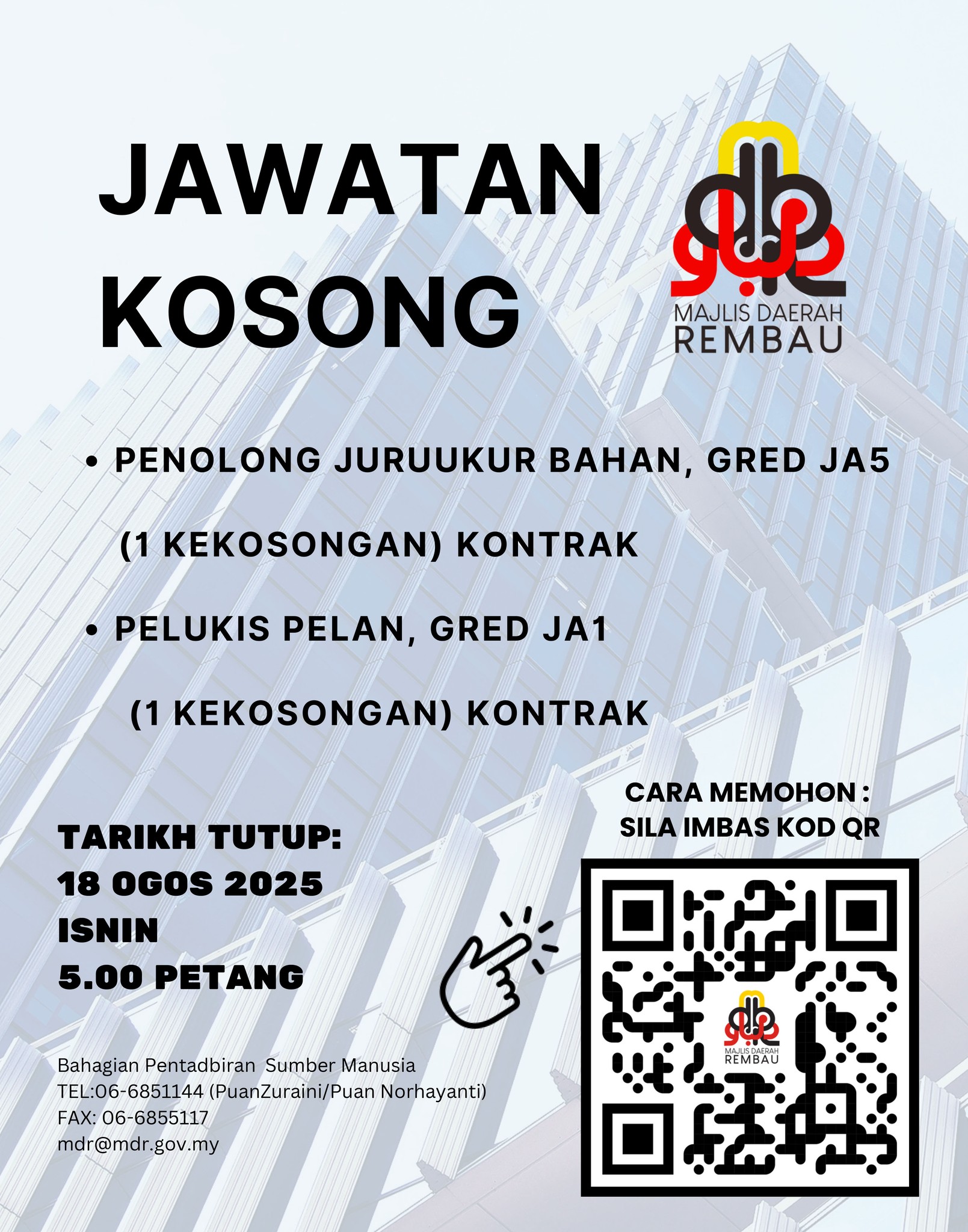 Iklan Jawatan Majlis Daerah Rembau • Kerja Kosong Kerajaan & Swasta