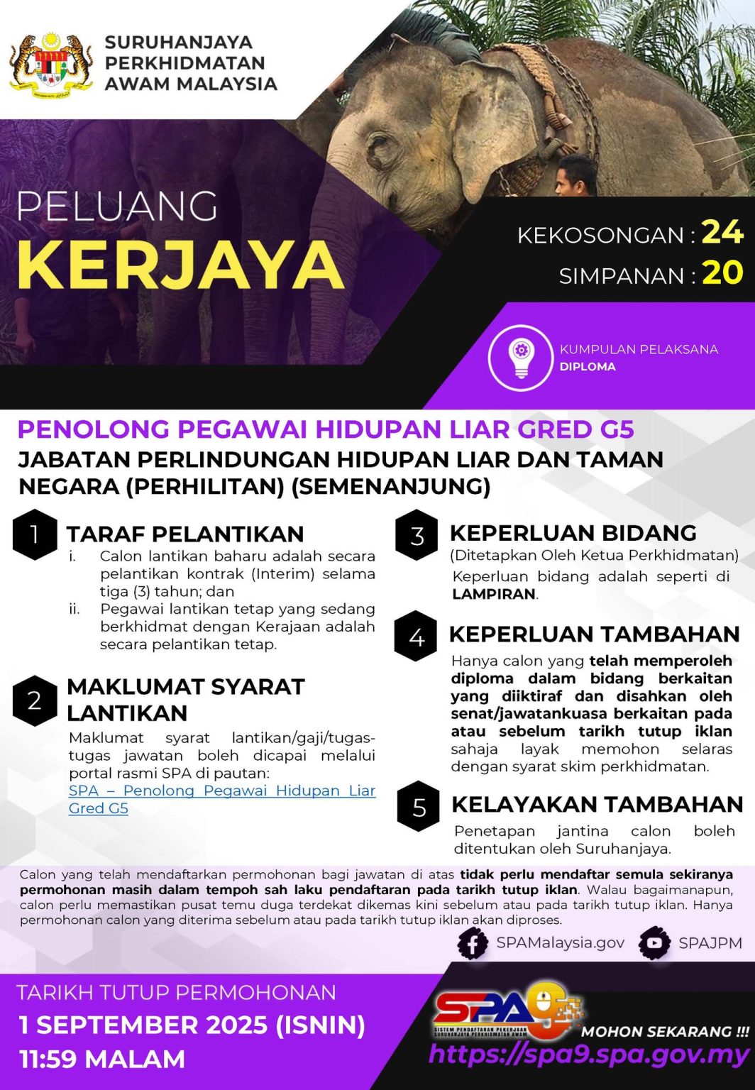 Iklan Jawatan Jabatan Perlindungan Hidupan Liar Dan Taman Negara ...