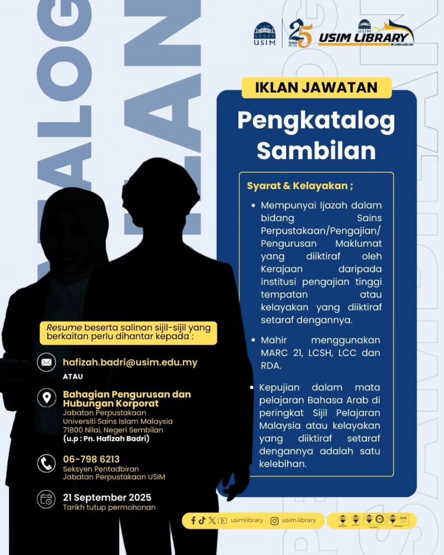 Iklan Jawatan Perpustakaan USIM • Kerja Kosong Kerajaan & Swasta