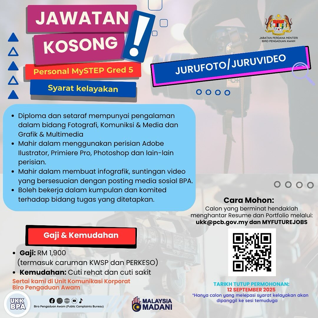Iklan Jawatan Biro Pengaduan Awam, Jabatan Perdana Menteri (JPM ...